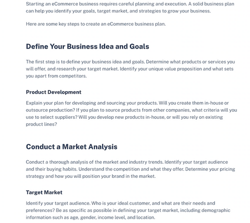eCommerce Business Plan Template | Scribe